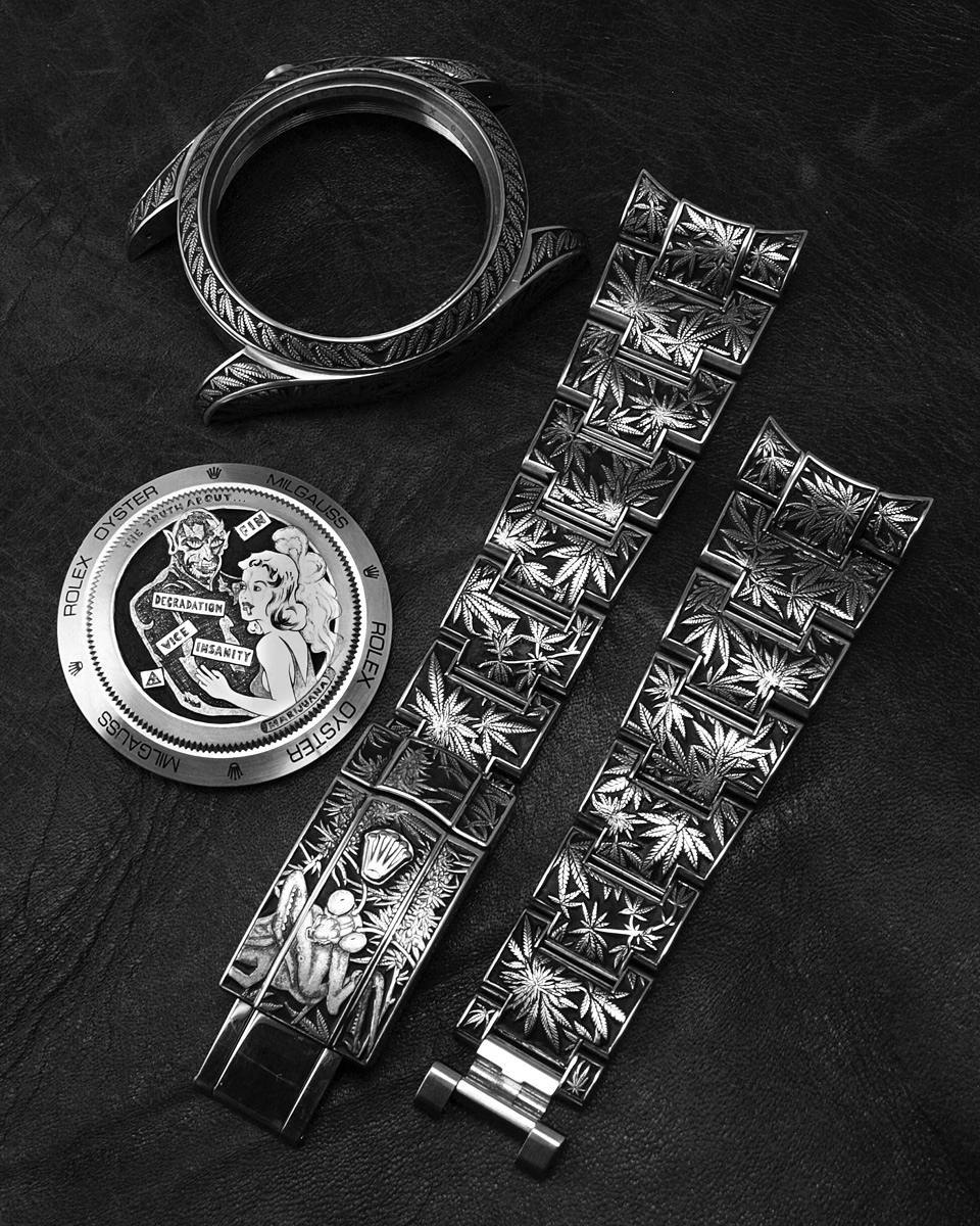 Une Rolex gravée avec des feuilles de cannabis - Newsweed